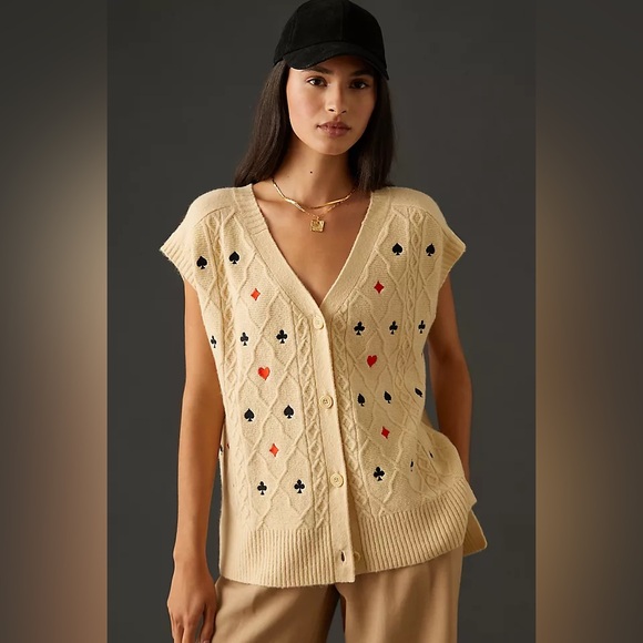 Anthropologie | Sweaters | Anthropologie Maeve Ace Of Spades Button ...